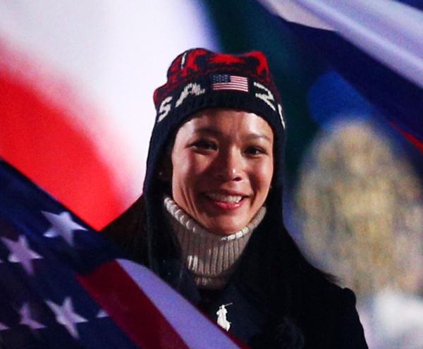 Chu Carries U.S. Flag in Sochi Farewell
