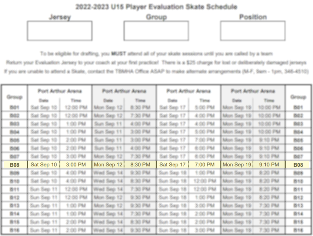 Evaluation Schedules Released